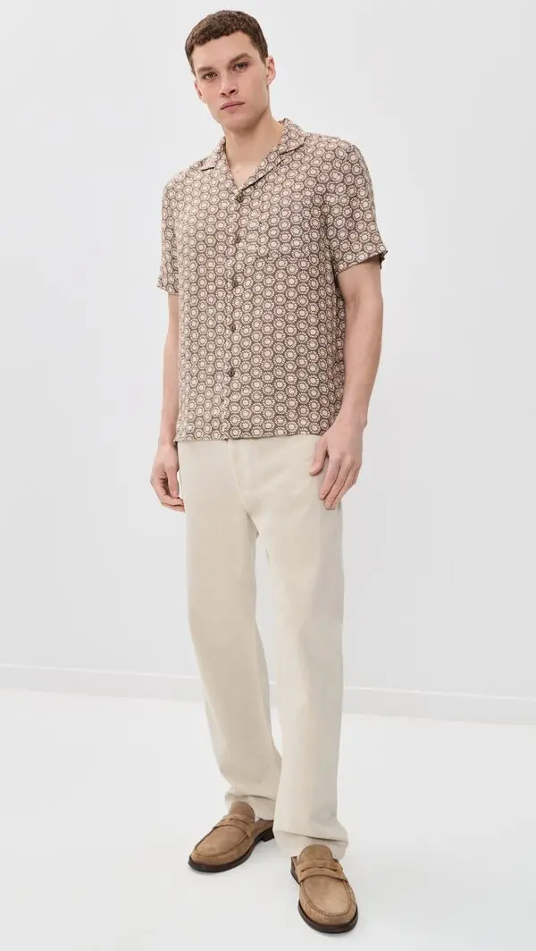 Faherty Brand Short Sleeve Palma Linen Camp Shirt - Shore Sun